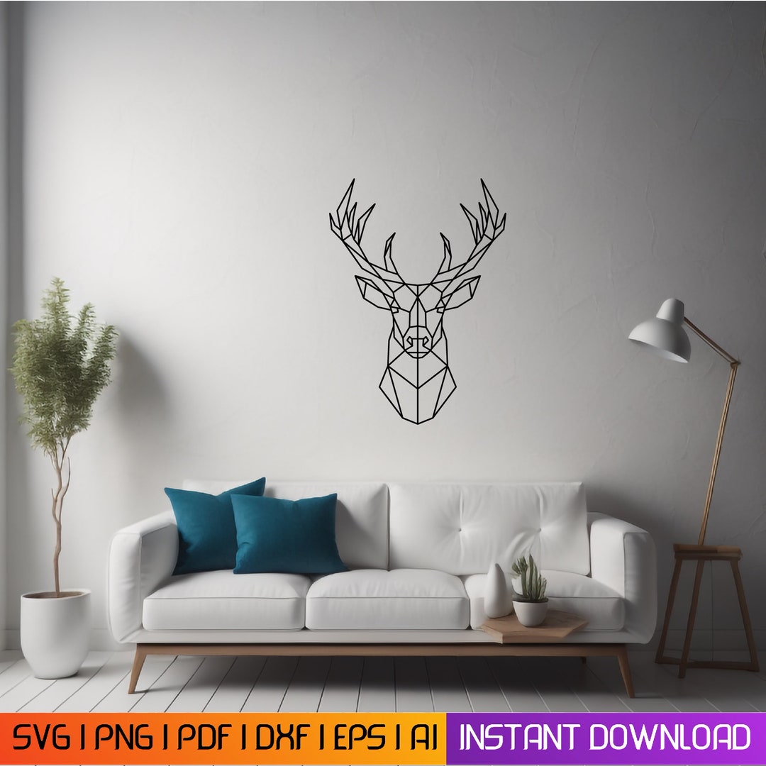 Polygon Deer Head Wall Art Set of 02 Svg PNG Plasma Cut - Etsy