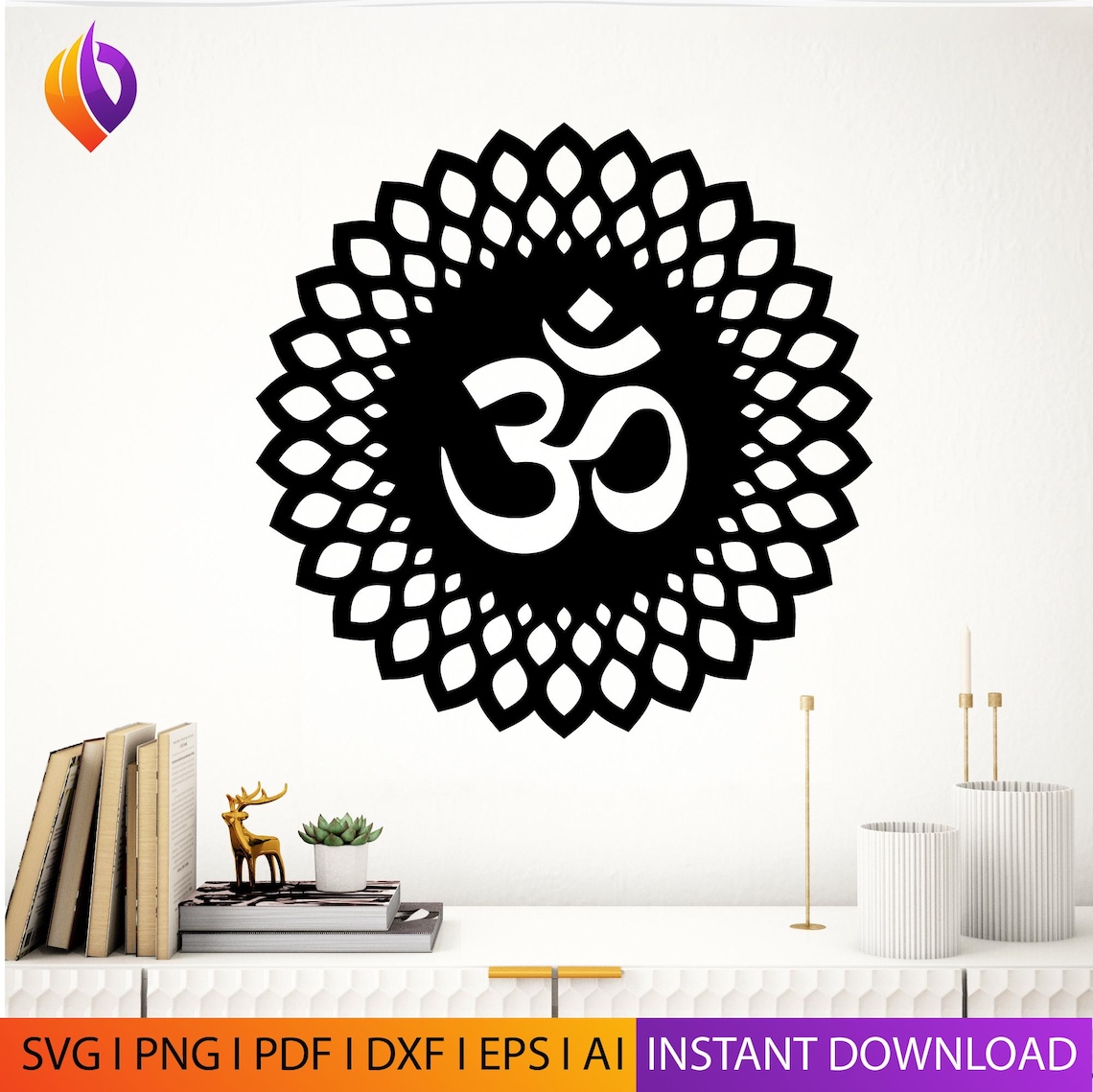 Om Cnc Laser Cut DXF Bundle, Aum for Glowforge and CNC, Aum Wall Decor ...