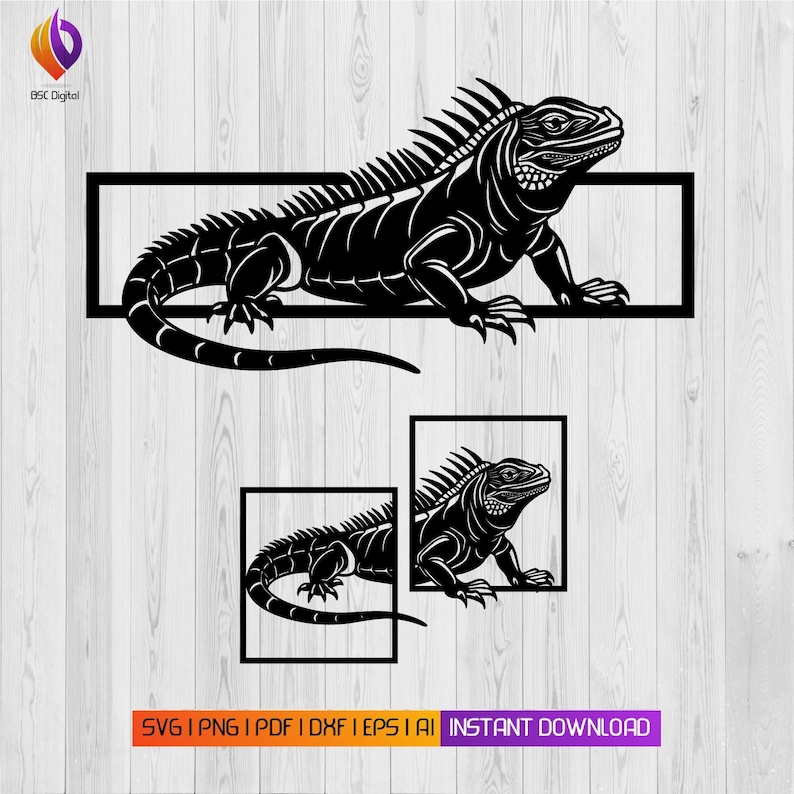 Iguana Wall Art SVG DXF: Laser Cut Files for CNC, Glowforge (digital ...