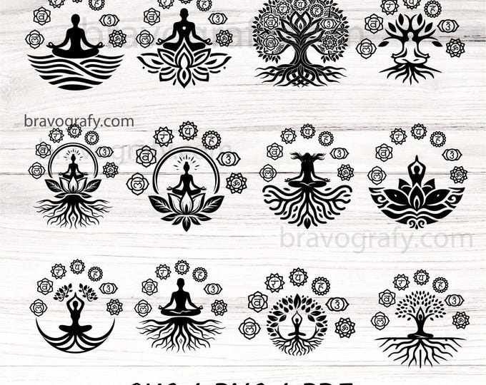 7 Chakras Tree Root SVG Bundle, Yoga Clipart (digital Download) - Etsy ...