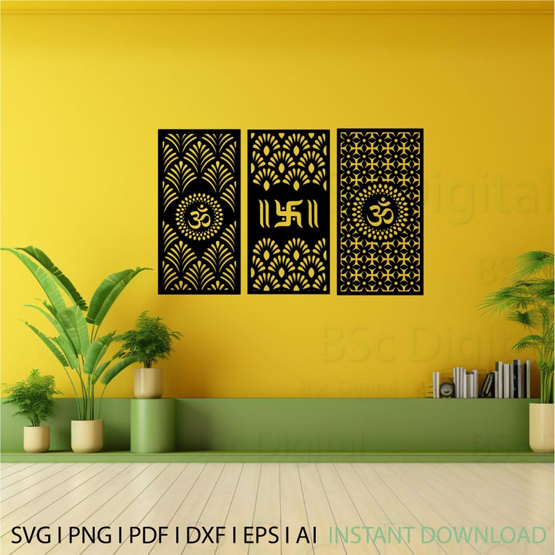Om Wall Decor Laser-cut DXF File Bundle | Aum Jali Glowforge, Ohm CNC ...
