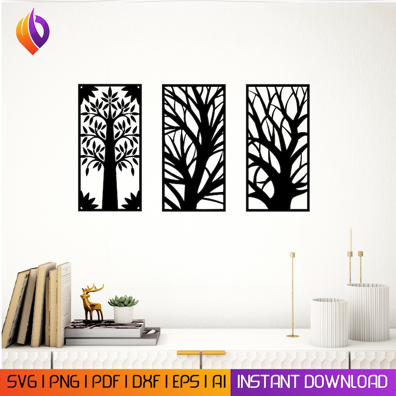 31 Leaf and Branches Panel Wall Art DXF Bundle – Digital Laser Cut ...