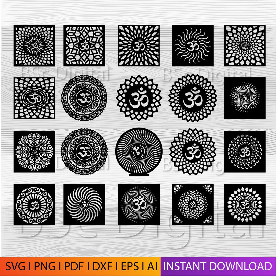 Om Cnc Laser Cut DXF Bundle, Aum for Glowforge and CNC, Aum Wall Decor ...