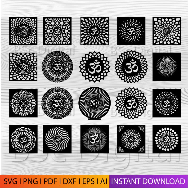 Om Cnc Laser Cut DXF Bundle, Aum for Glowforge and CNC, Aum Wall Decor ...
