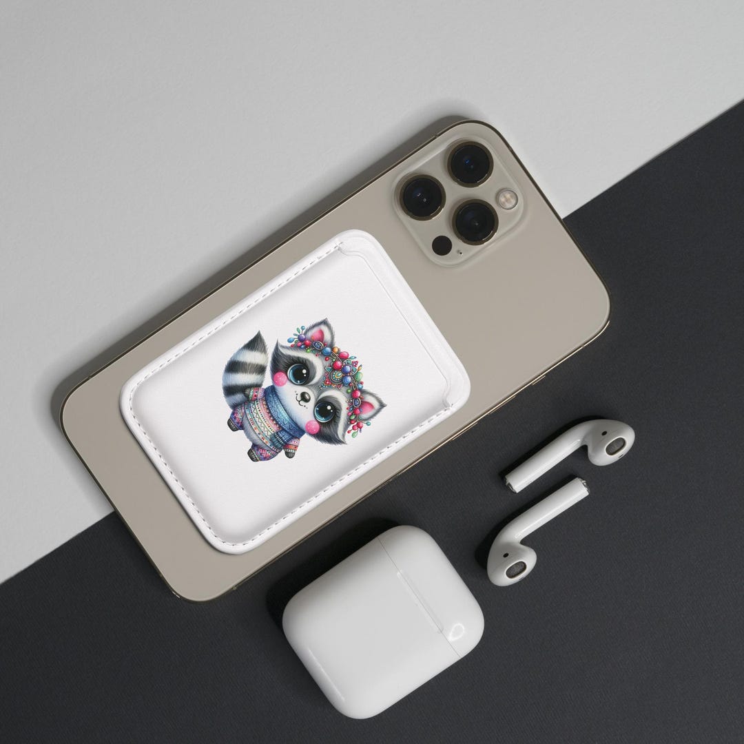 Cute Raccoon Crown Vegan Leather Magsafe Wallet - Etsy