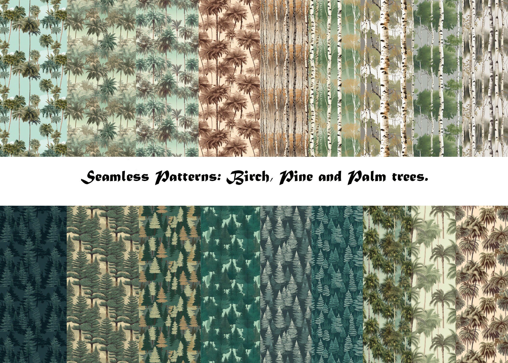 Trees Tree Patterns Pine Trees Palm Trees Birch Trees - Etsy