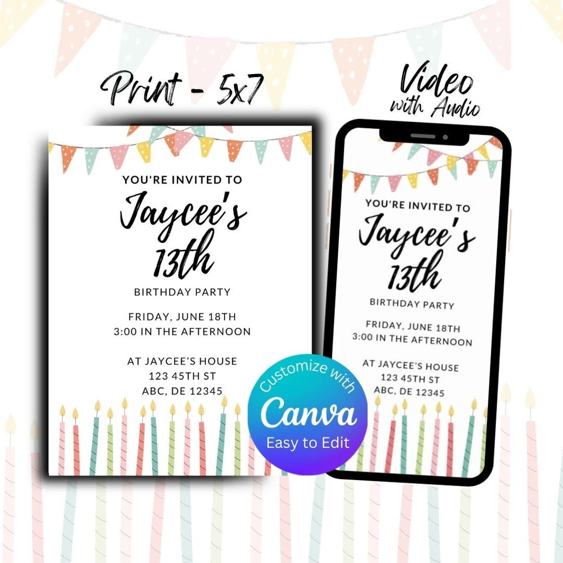 Editable Simple Birthday Party Invite | Generic Birthday Theme | Video ...