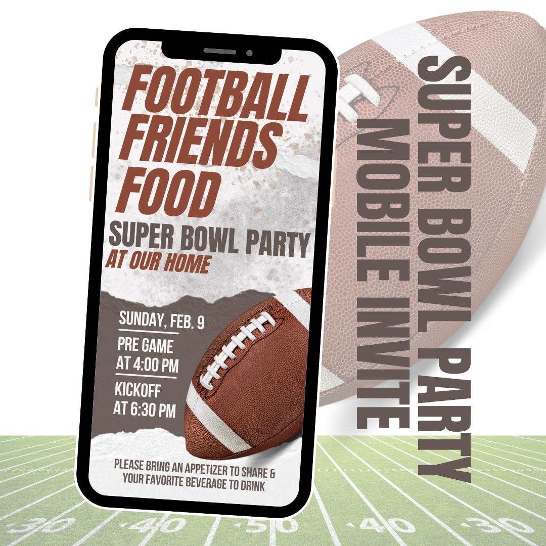 Super Bowl Party Invite | Super Bowl | Football Party Invite | Watch ...