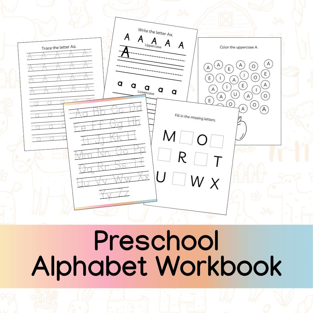 Alphabet Tracing Practice Sheets: 112pg Printable PDF - Preschool ...
