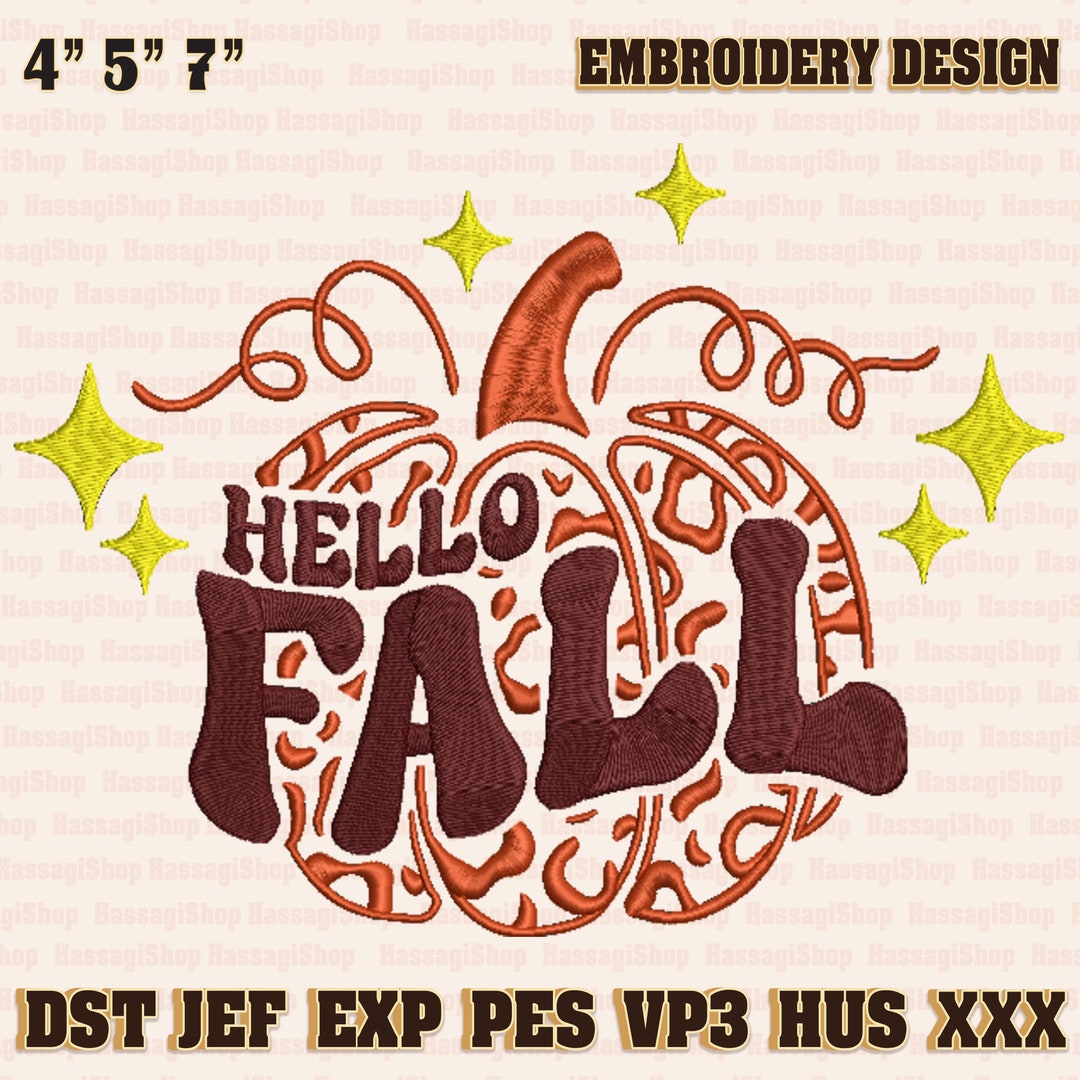 Hello Fall Embroidery Machine Design Fall Vibes Embroidery - Etsy
