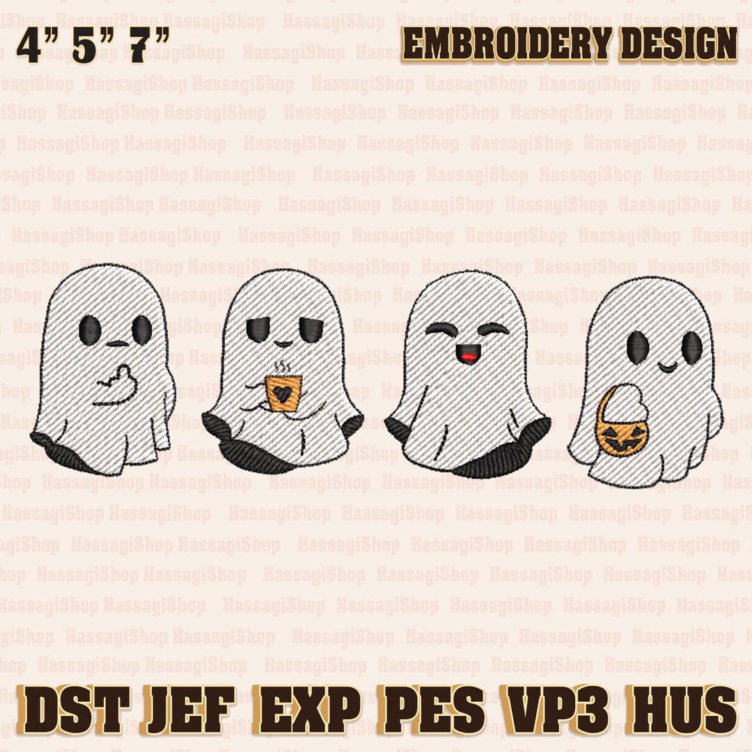Cute Ghost Embroidery Machine Design Spooky Halloween - Etsy