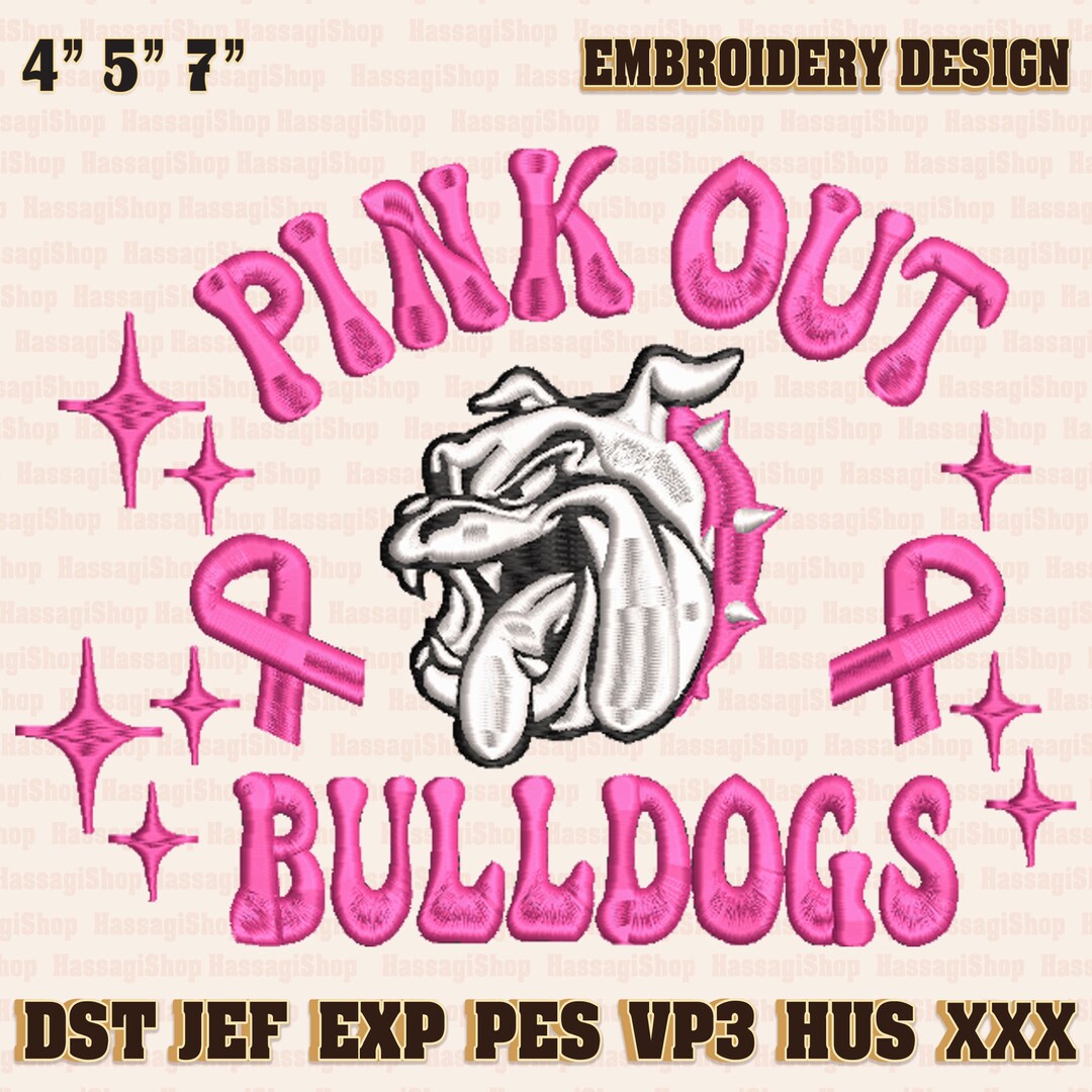Pink Out Bulldogs Embroidery Design, Awareness Ribbon Embroidery Design ...