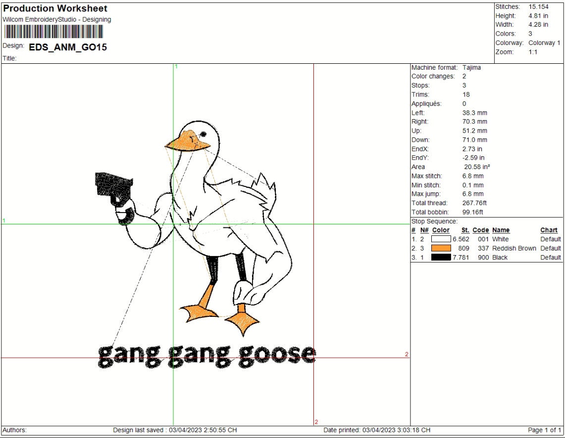 Gang Gang Goose Machine Embroidery Design Silly Goose - Etsy