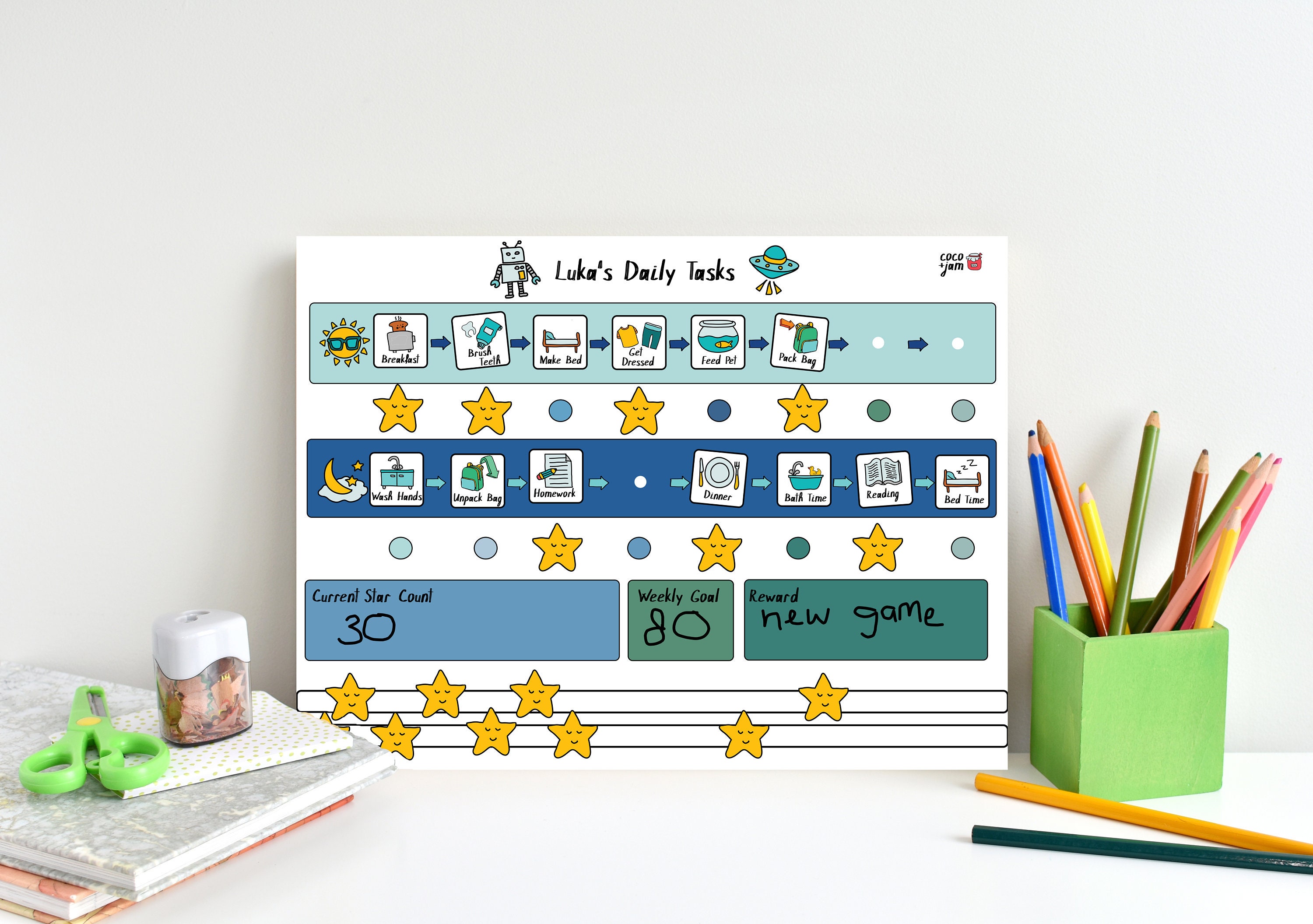 Personalised Star Reward Chart Visual Aid for Children. Morning ...