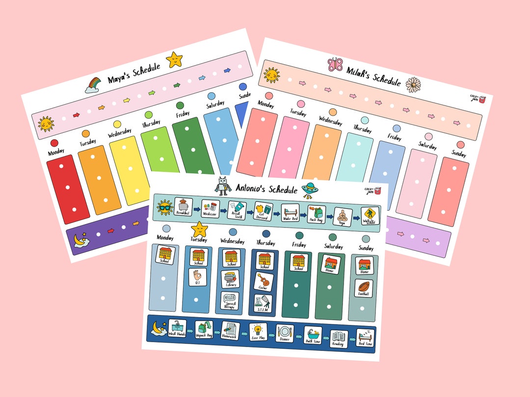 Daily Rhythm and Weekly Schedule Two in One Personalised Digital ...