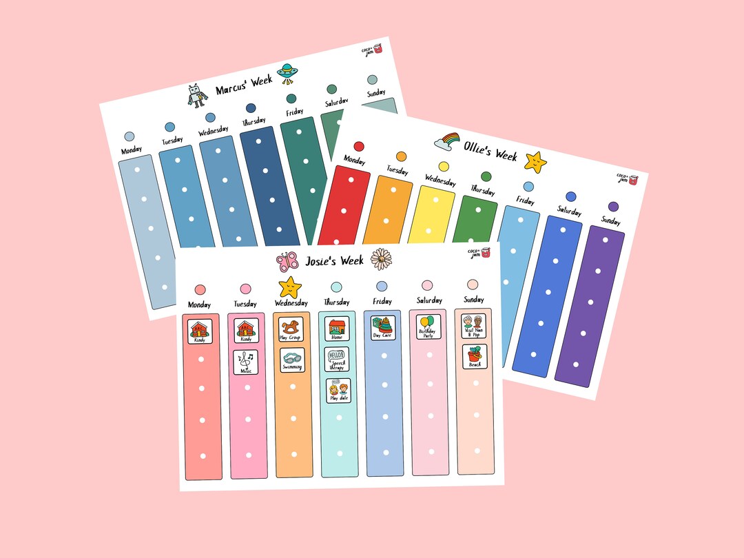 Personalised Weekly Schedule Visual Aid for Children Digital Download ...