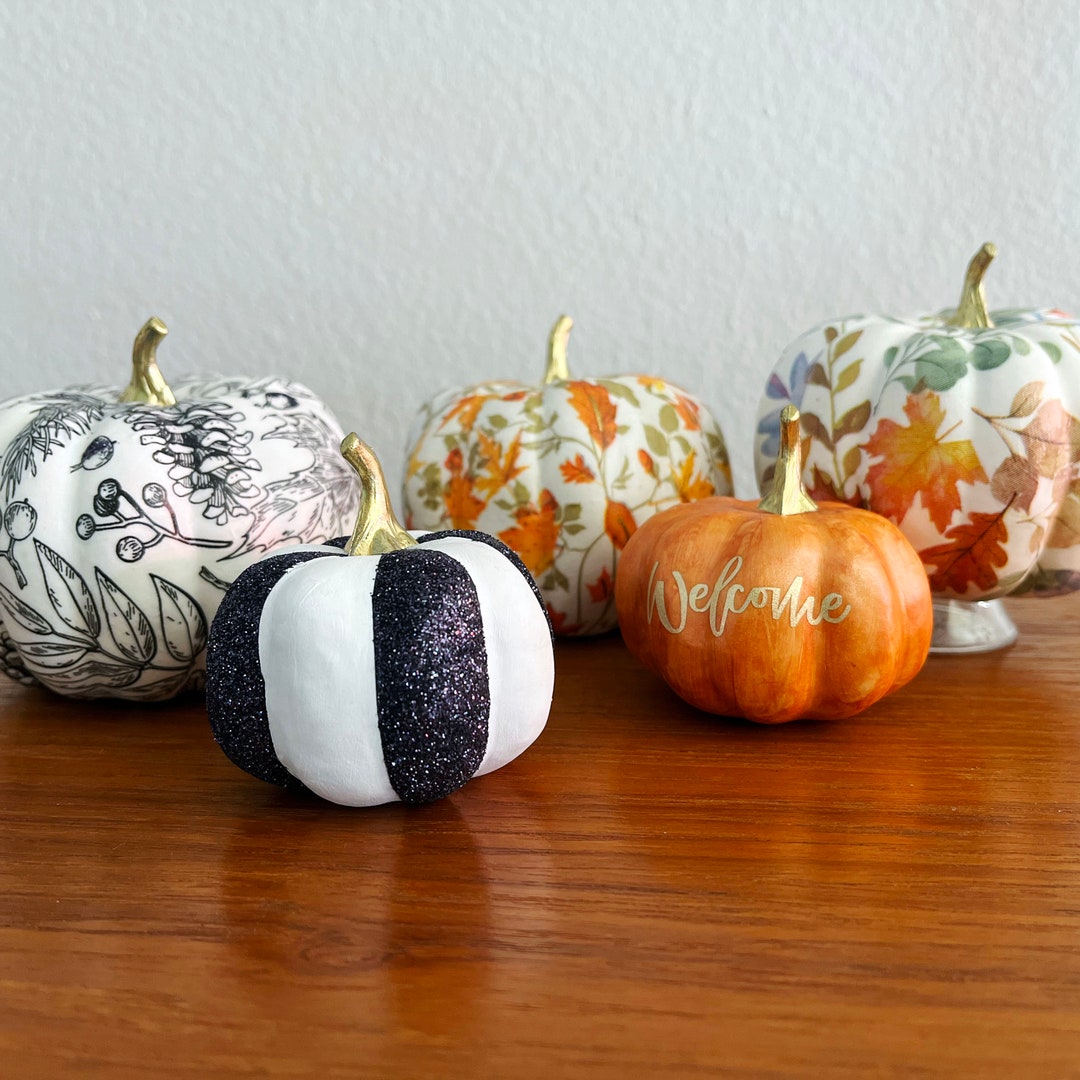 Fall Decor Pumpkins, Holiday Table Pumpkins, Black and White Pumpkins ...