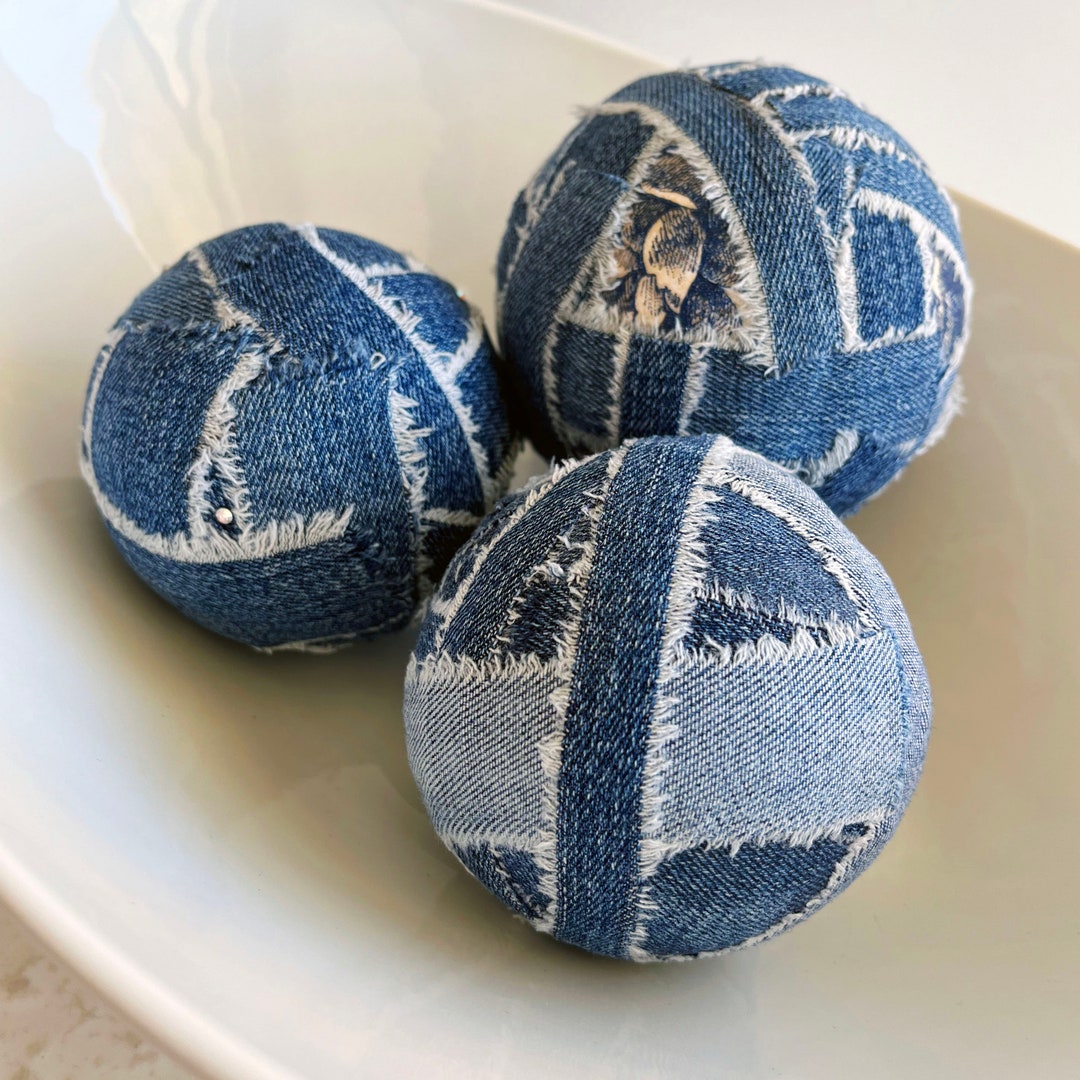 Denim Bowl Fillers, Set of Denim Balls, Blue Jean Balls - Etsy