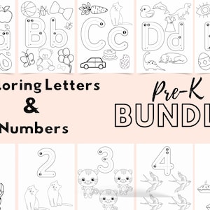 PRINTABLE Coloring Pages Pre-k Kindergarten Kids Bundle Letters and ...