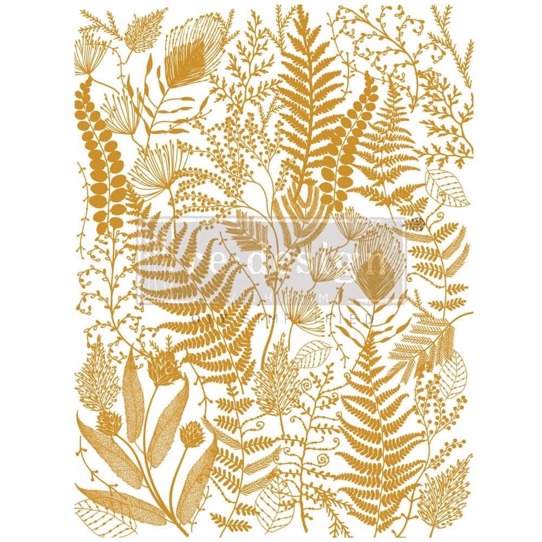 Foliage Finesse Gold Foil - Kacha Decor Transfer Redesign With Prima - Etsy