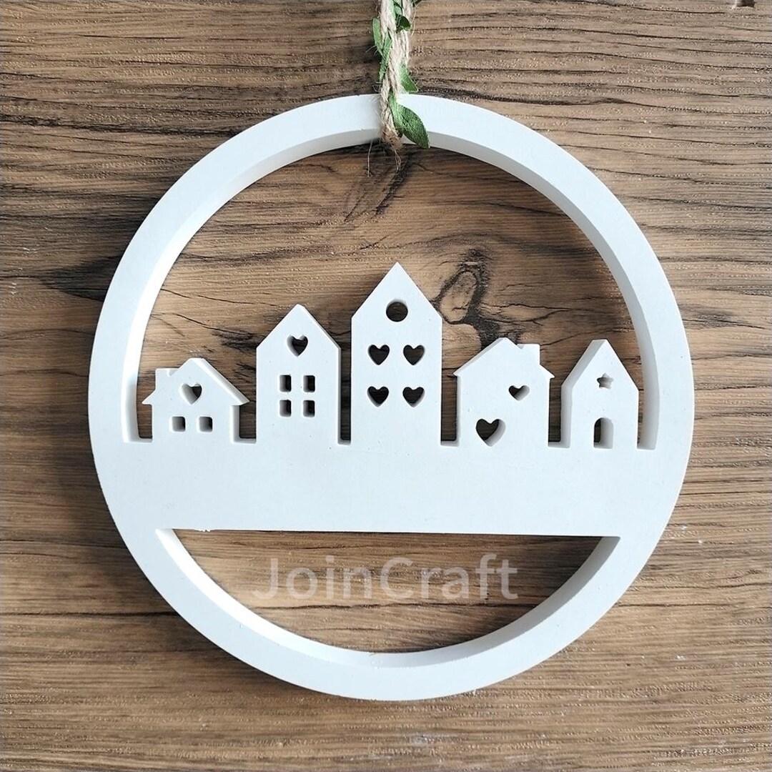 Silicone Mold House Casting Mold House Wreath Hanging Loop Mold Cute ...