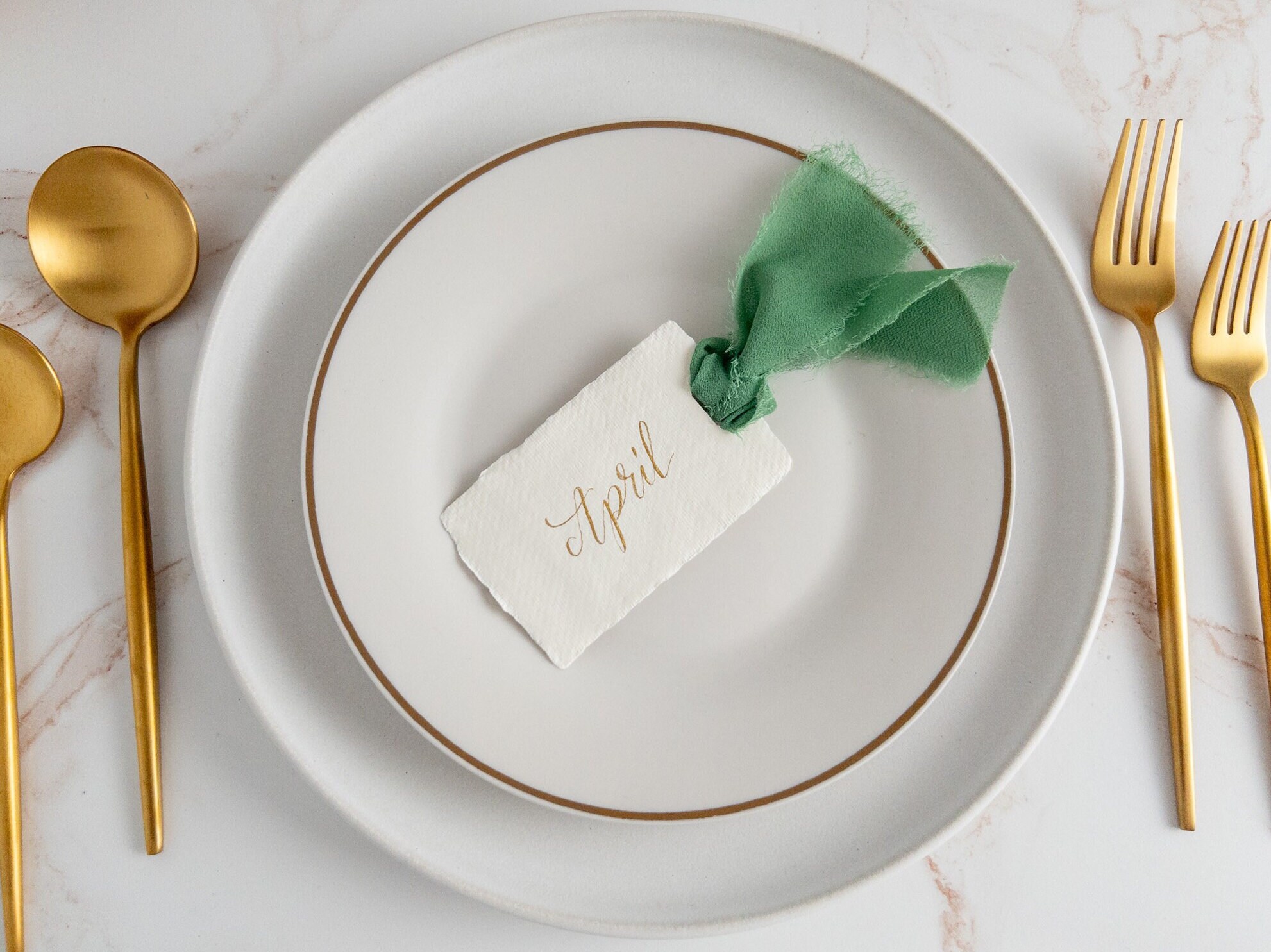Handwritten Wedding Calligraphy Place Cards With Ribbon, Custom Dinner ...
