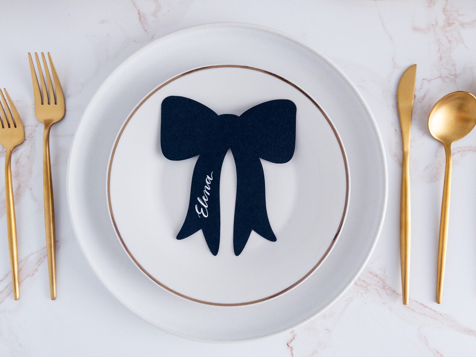 Classic Bow Shaped Handwritten Wedding Place Cards, Calligraphy Bow ...