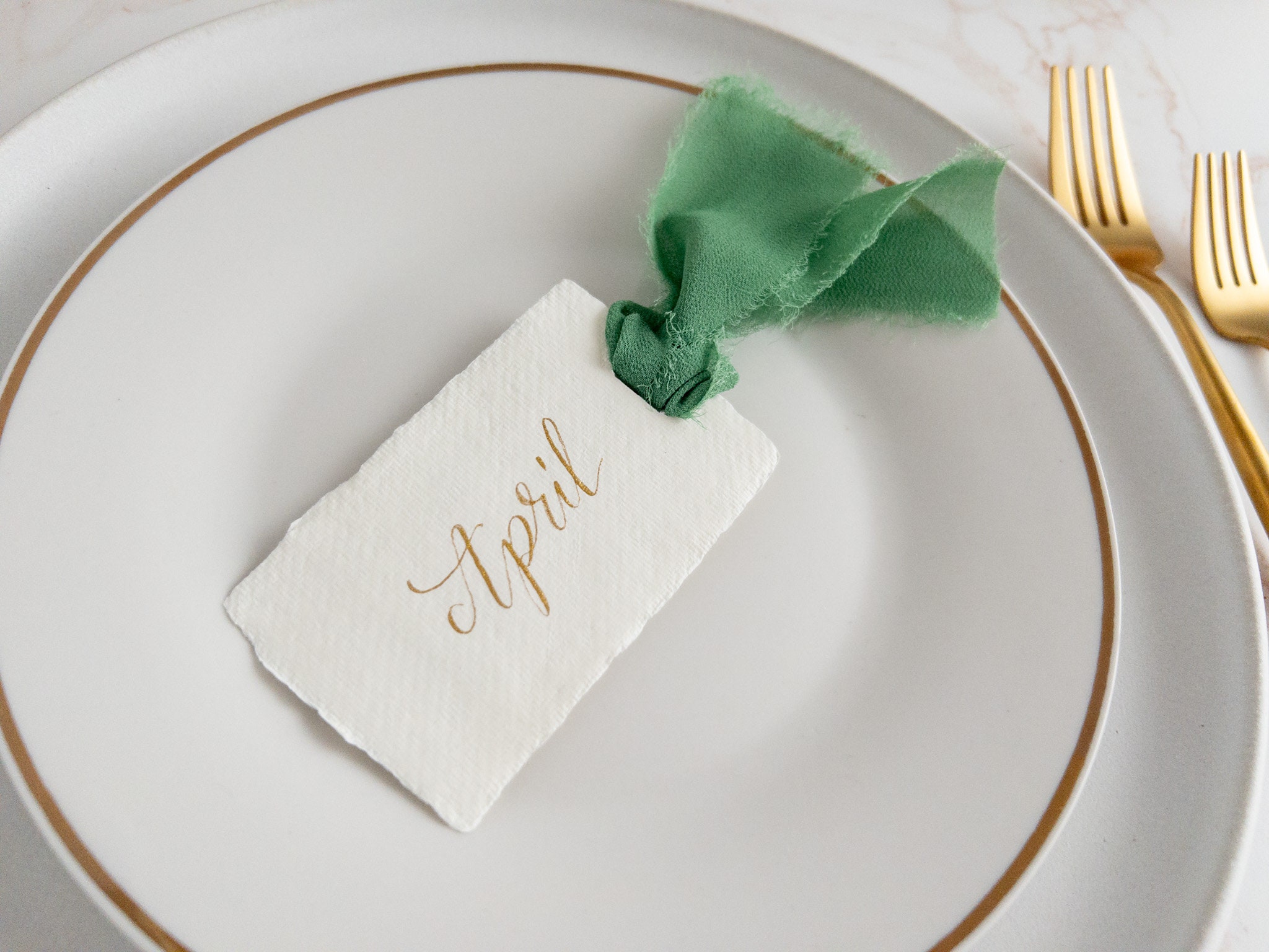 Handwritten Wedding Calligraphy Place Cards With Ribbon, Custom Dinner ...