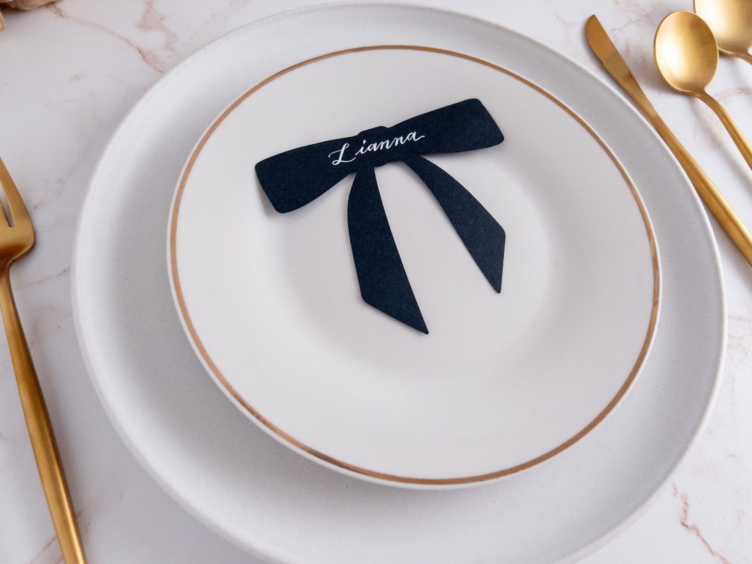Straight Bow Shaped Handwritten Wedding Place Cards, Calligraphy Bow ...