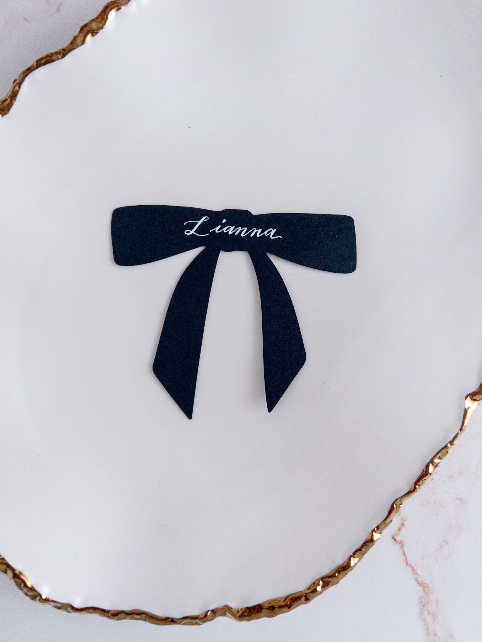 Straight Bow Shaped Handwritten Wedding Place Cards, Calligraphy Bow ...