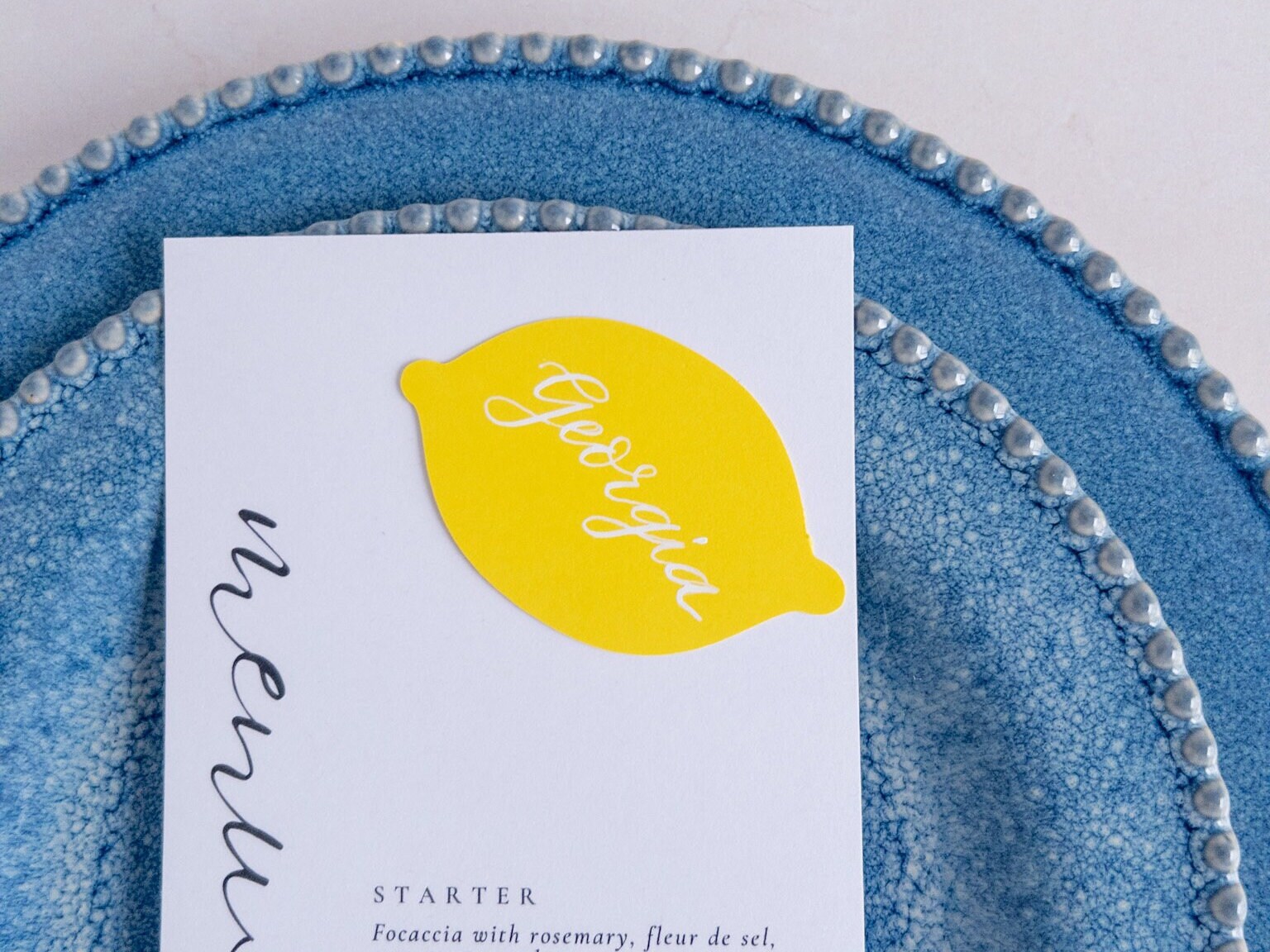 Lemon Shaped Handwritten Wedding Place Cards, Unique Calligraphy Lemon ...