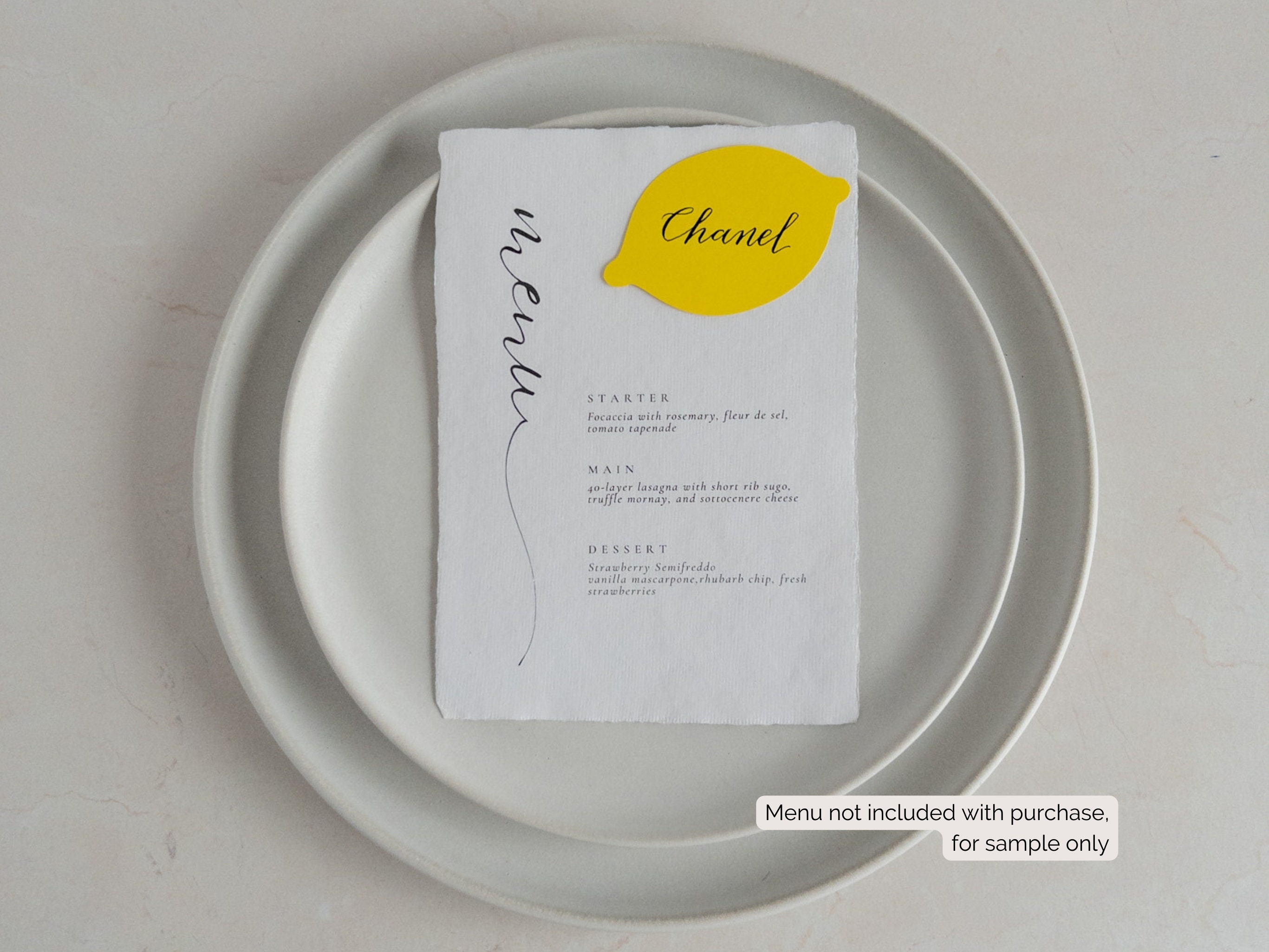Lemon Shaped Handwritten Wedding Place Cards, Unique Calligraphy Lemon ...