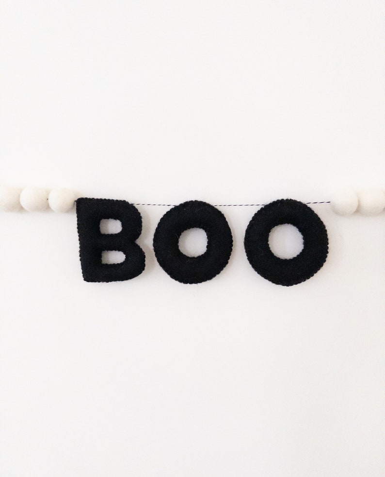 READY TO SHIP// Boo Garland, Boo Banner, Halloween Felt Ball Garland ...