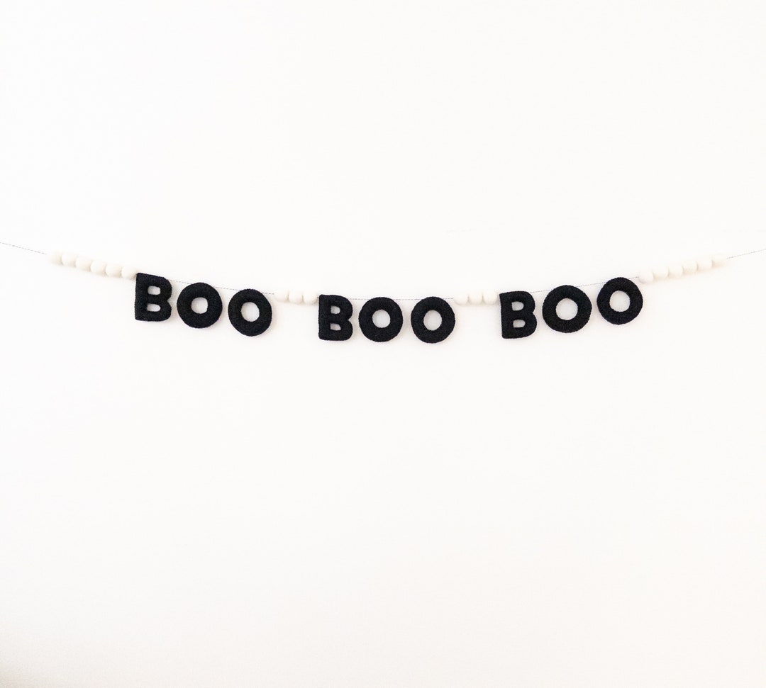 READY TO SHIP// Boo Garland, Boo Banner, Halloween Felt Ball Garland ...