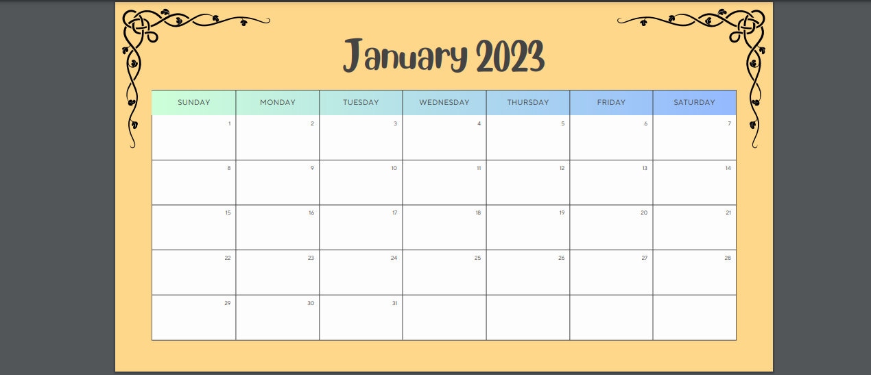 Printable 2023 Calender PDF Template - Etsy