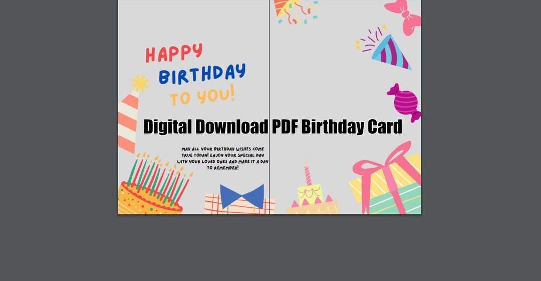 Printable Birthday Card Digital Download PDF - Etsy