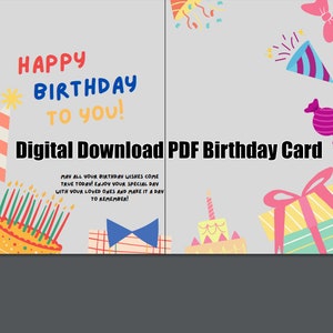 Printable Birthday Card Digital Download PDF - Etsy