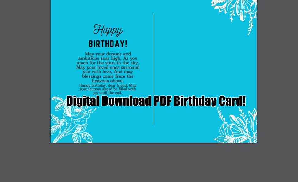 Printable Birthday Card Digital PDF - Etsy