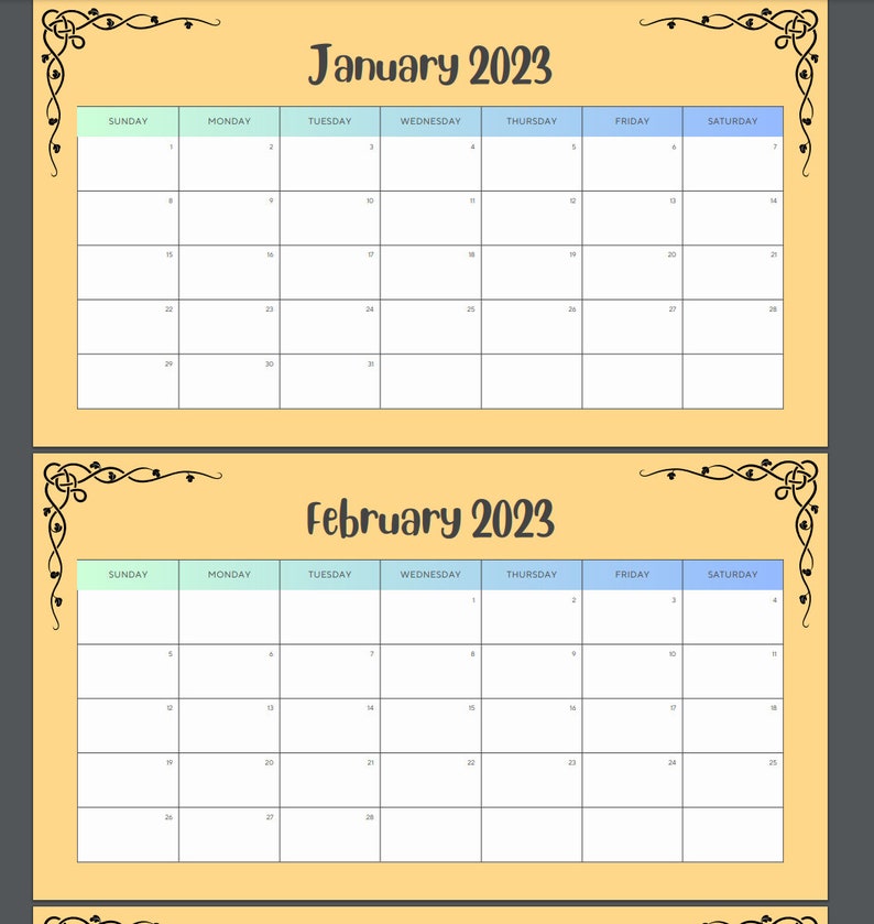Printable 2023 Calender PDF Template - Etsy