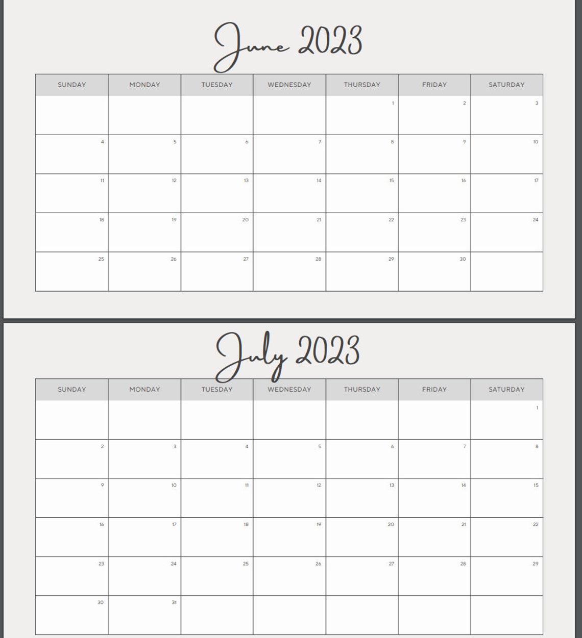 Printable 2023 Calendar PDF - Etsy
