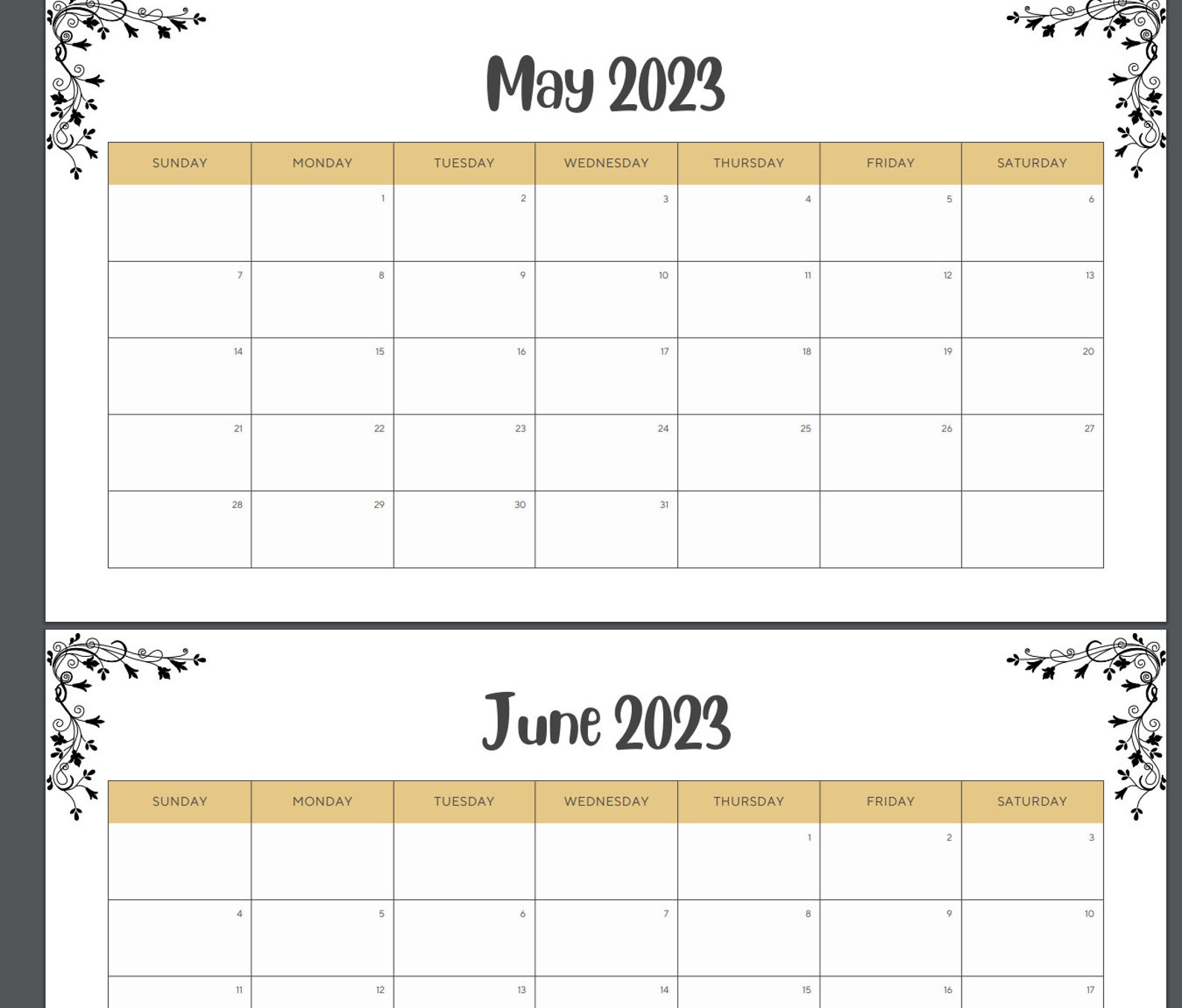 2023 Calendar Printout PDF - Etsy