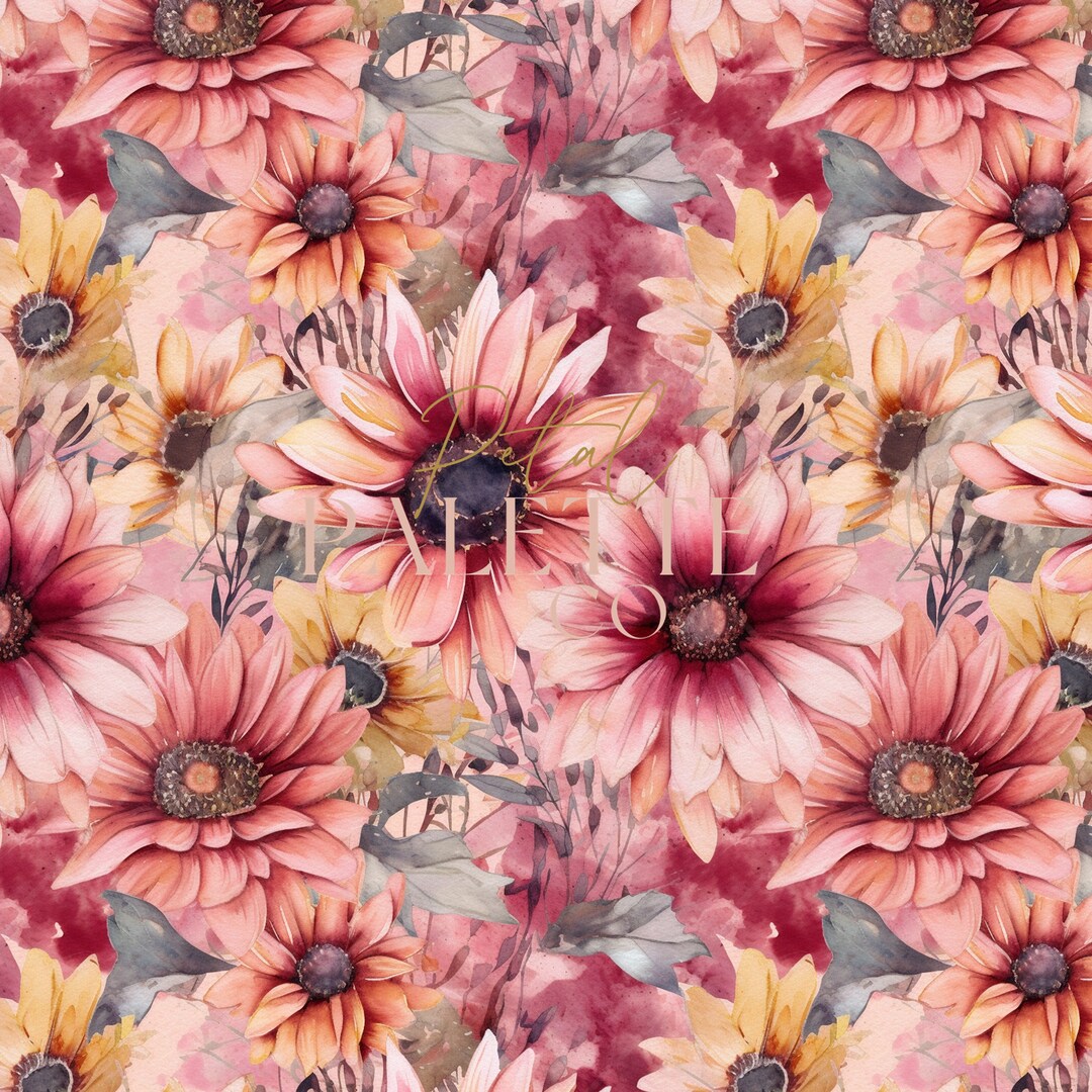 Sunflower Floral Seamless Pattern - Repeating Pattern - Tiling Pattern ...