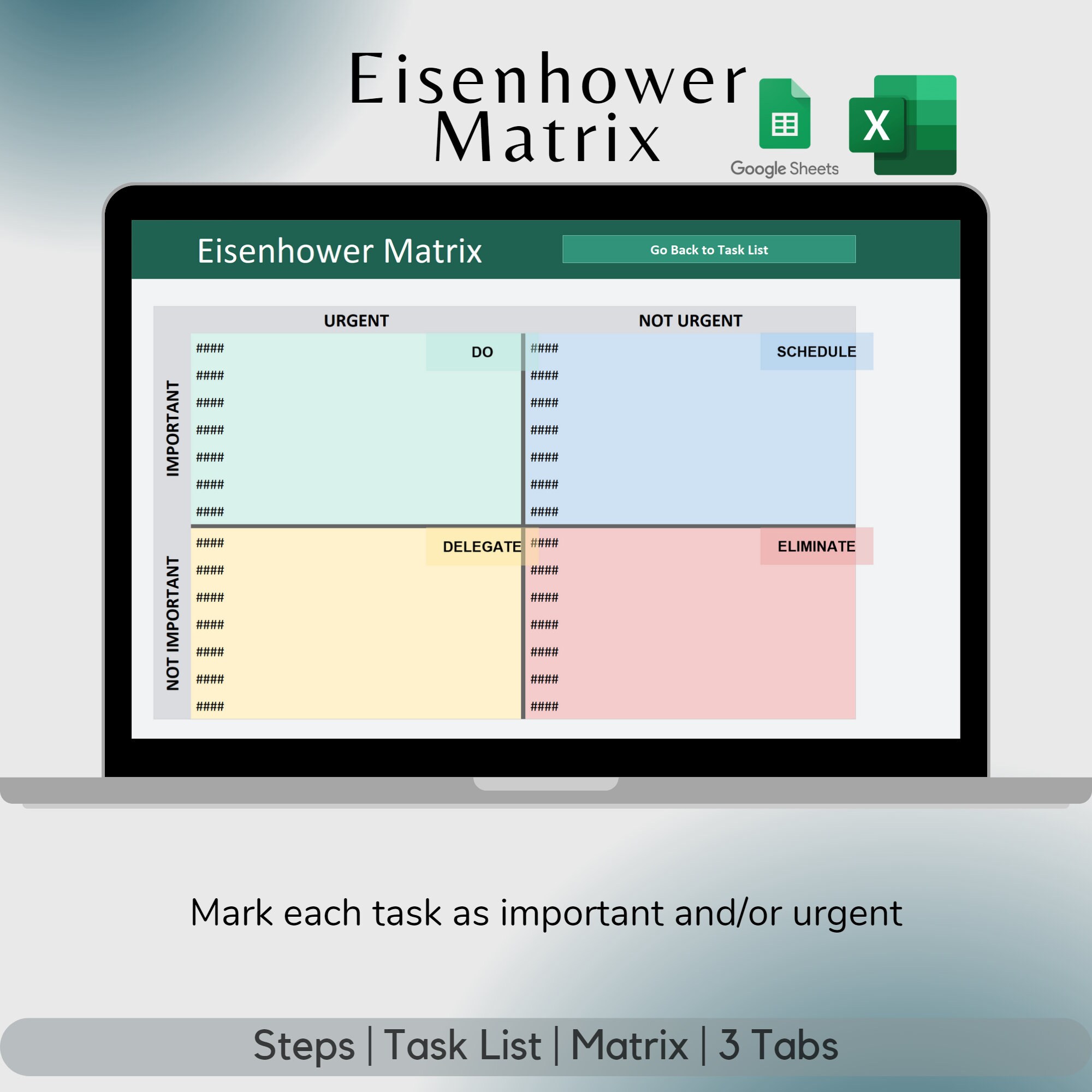 Digital Eisenhower Matrix Task Manager Google Sheets Template ...