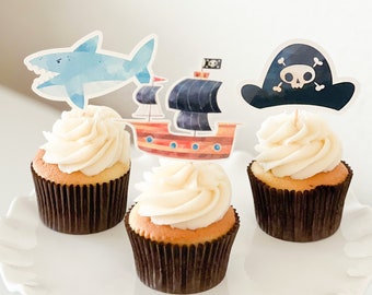 Jolly Roger Cupcake Toppers / Pirate Theme Party Decorations / Jolly ...