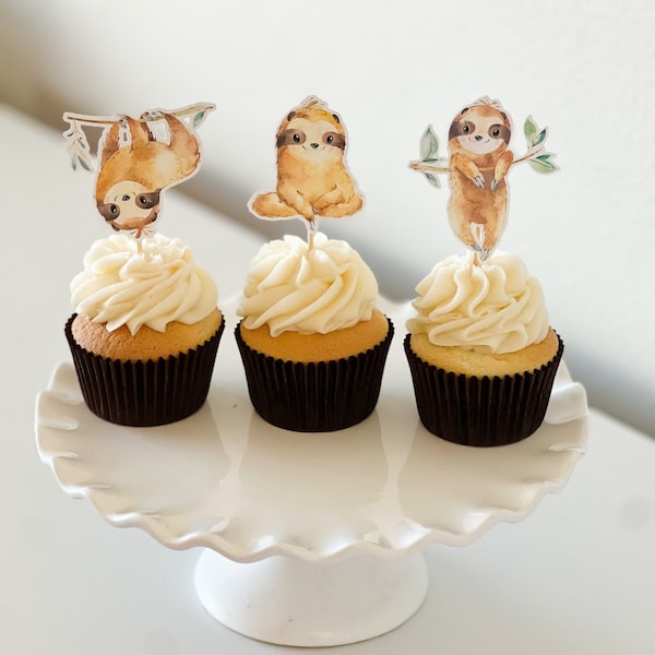 Sloth Cupcake Toppers - Etsy