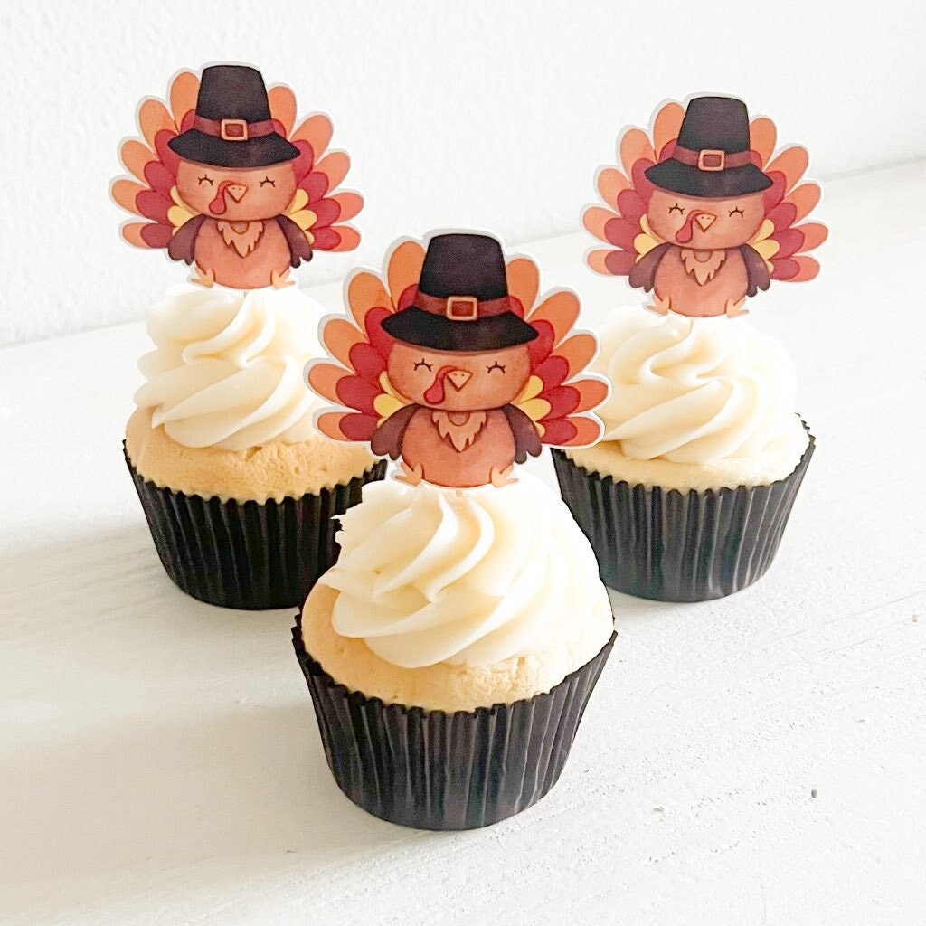 TURKEY Thanksgiving Cupcake Toppers - Etsy