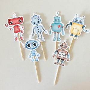 ROBOT Cupcake Toppers - Etsy