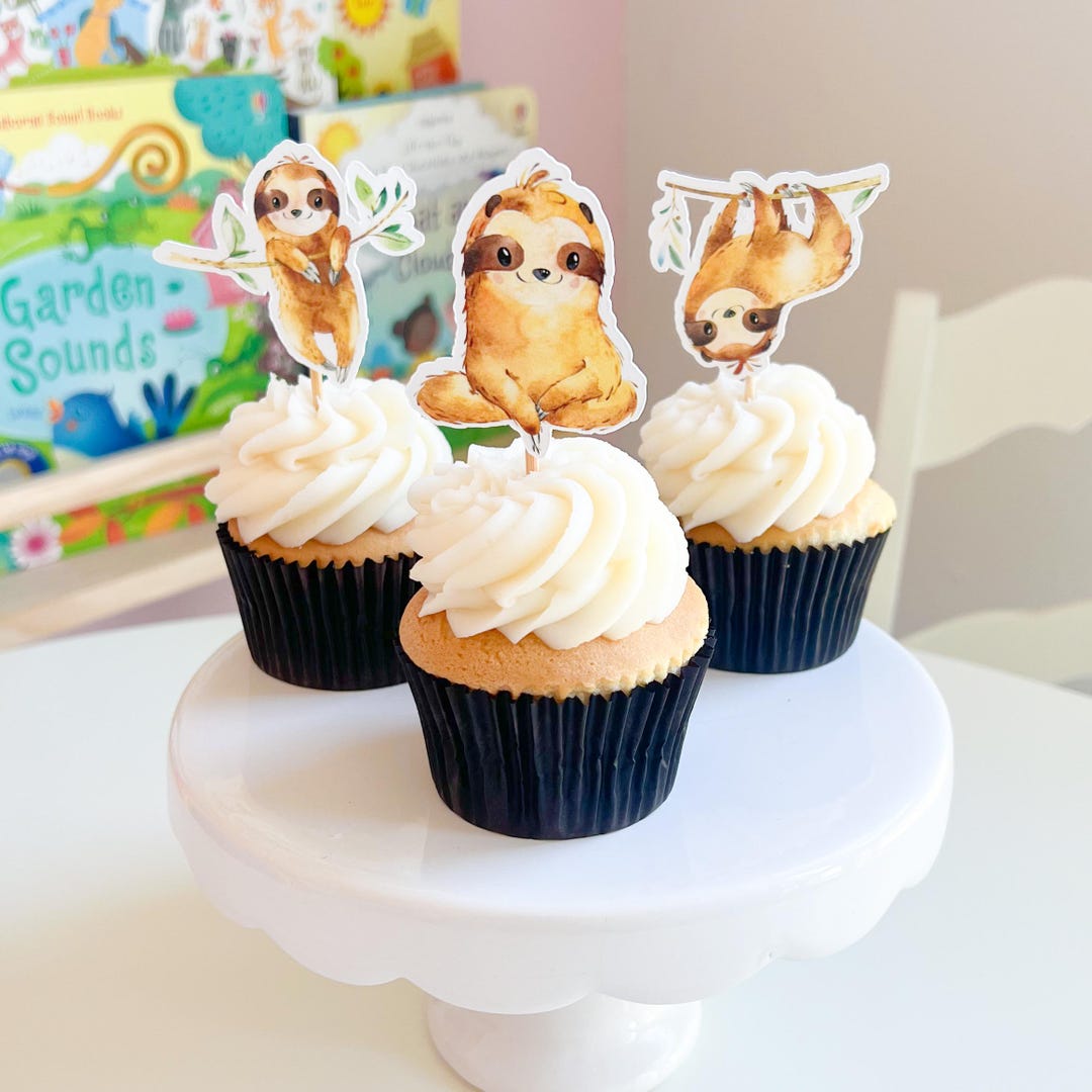 SLOTH Cupcake Toppers - Etsy