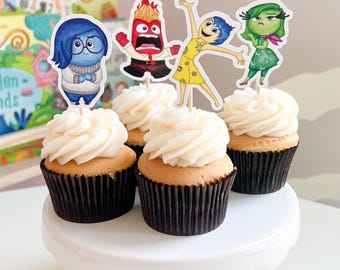 Inside Out 2 Cupcake Toppers - Cartoon Cupcake Toppers - Kids Birthday ...
