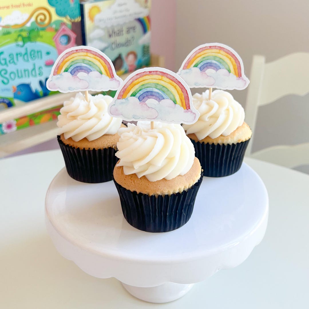 Rainbow Cupcake Toppers - Etsy